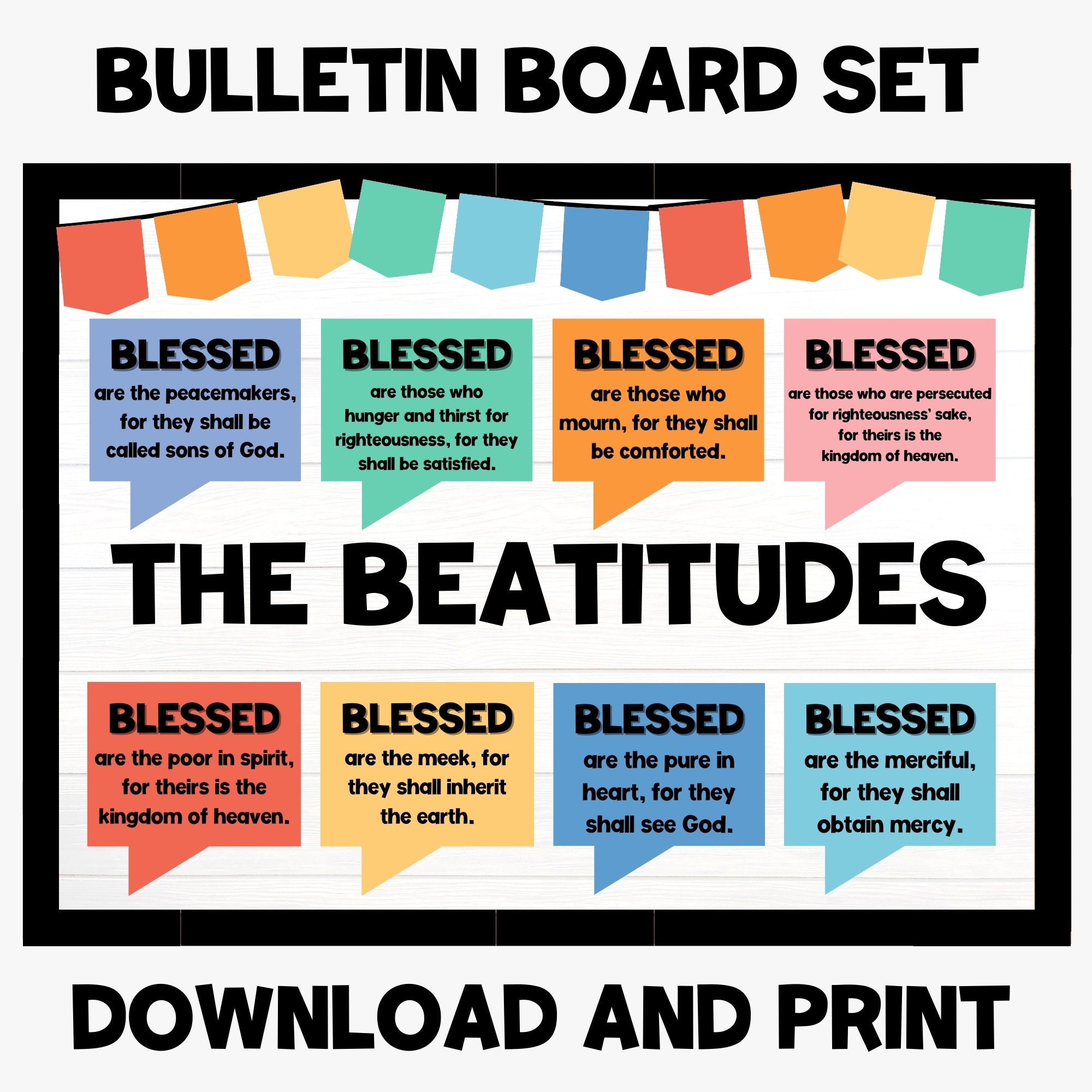 Christian Bulletin Board Set - the Beatitudes Bible Verse Bulletin ...