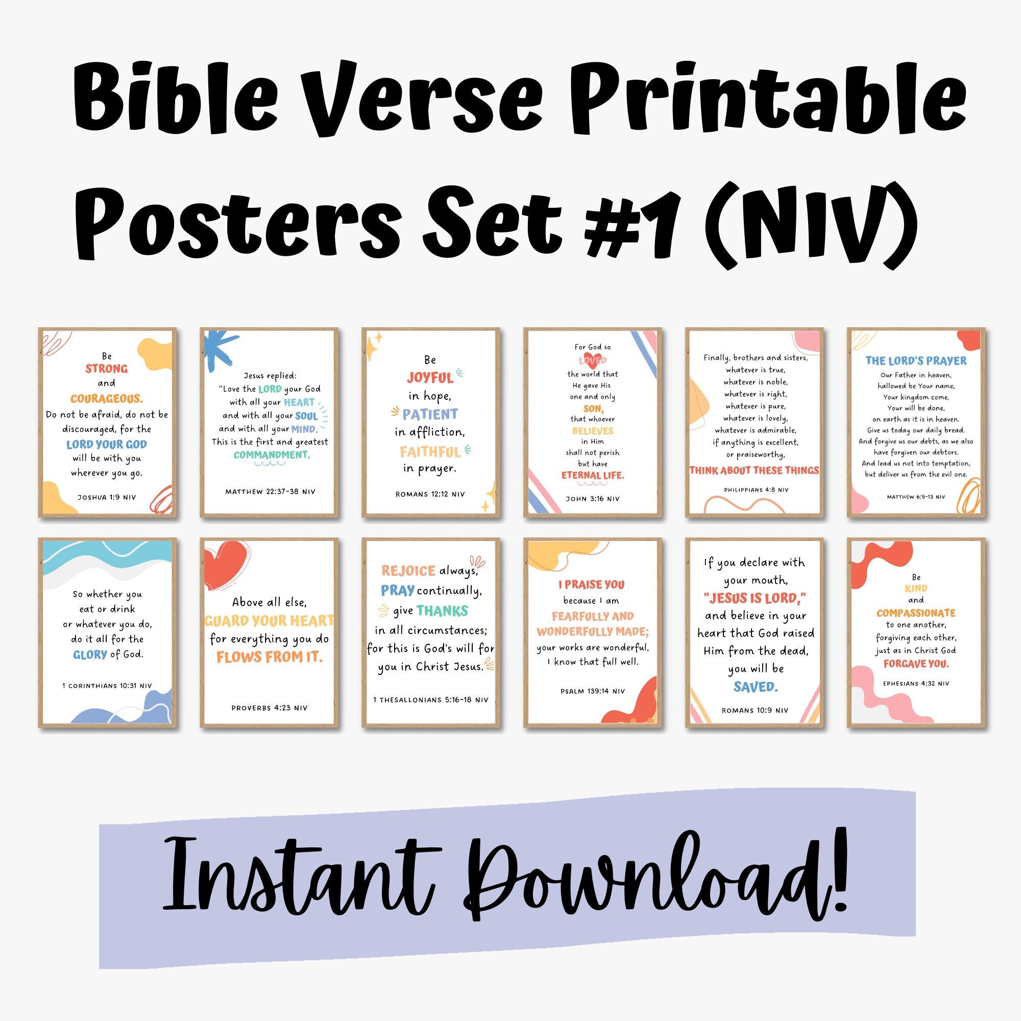 Bible Verse Wall Art Posters for Nursery Homeschool or - Etsy