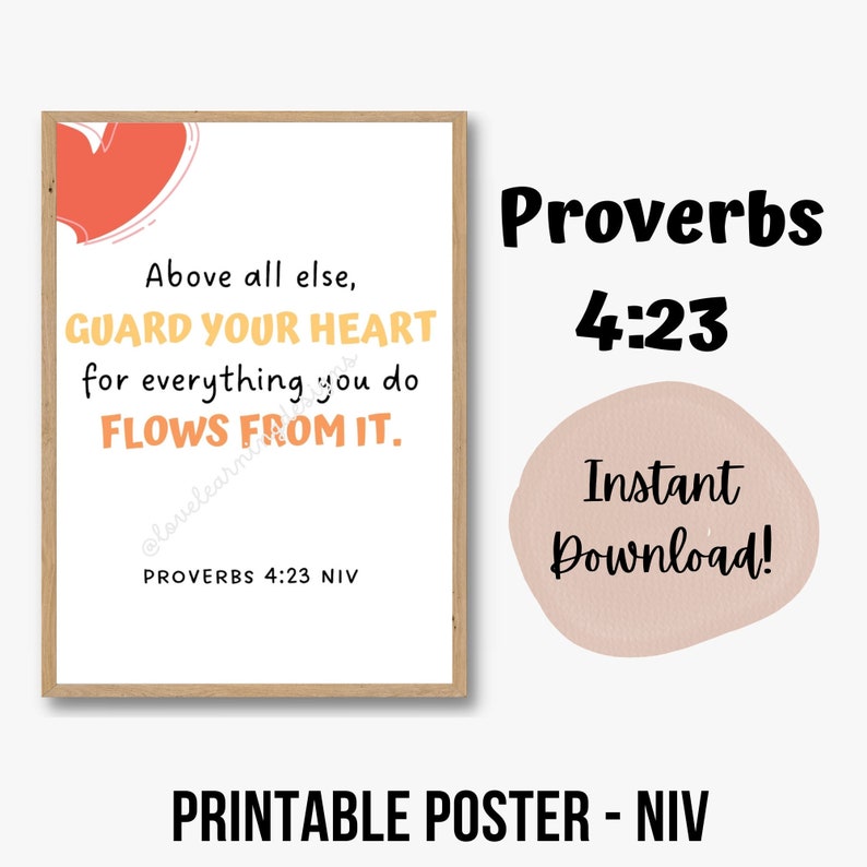 Bible Verse Wall Art for Kids Proverbs 4 23 Scripture Wall - Etsy