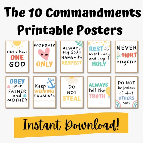 The 10 Commandments Posters God's Rules Christian - Etsy