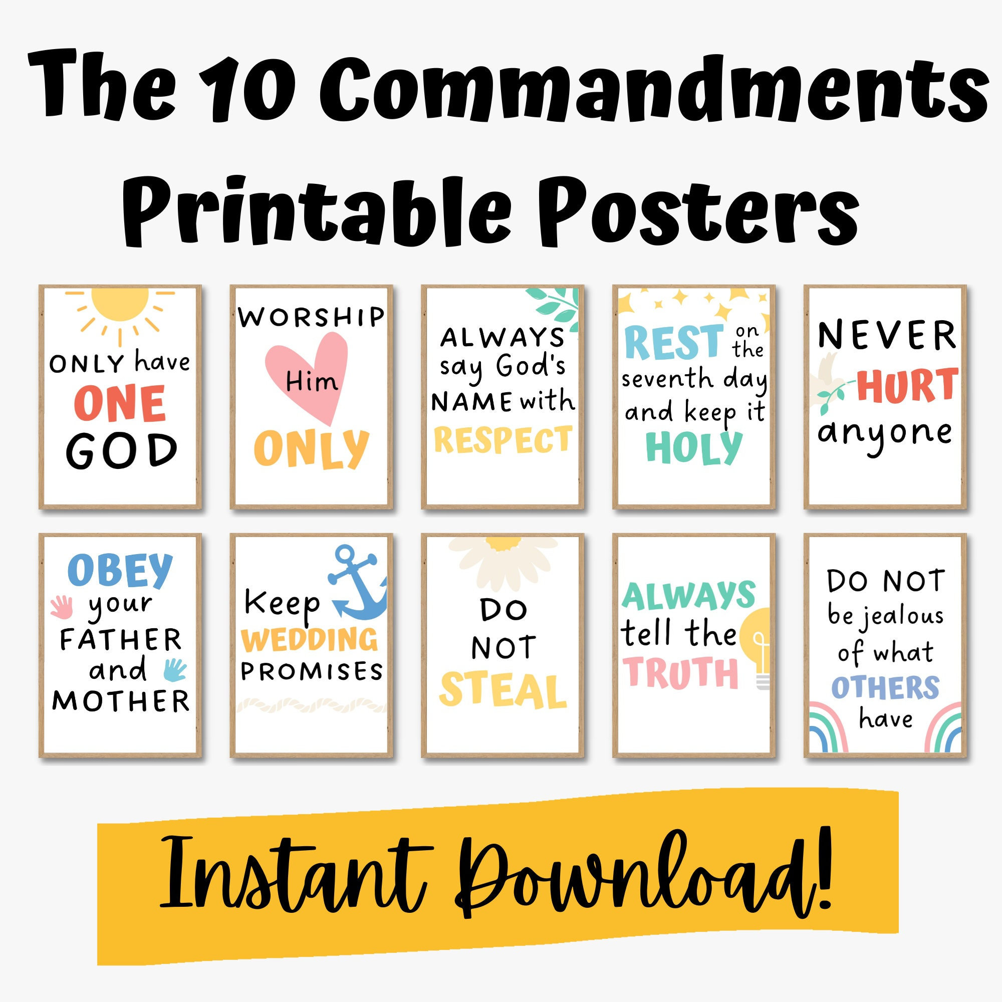 The 10 Commandments Posters Gods Rules Christian Etsy Australia