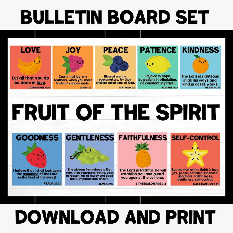 Christian Classroom Bulletin Board Set Fruit of the Spirit Sunday ...