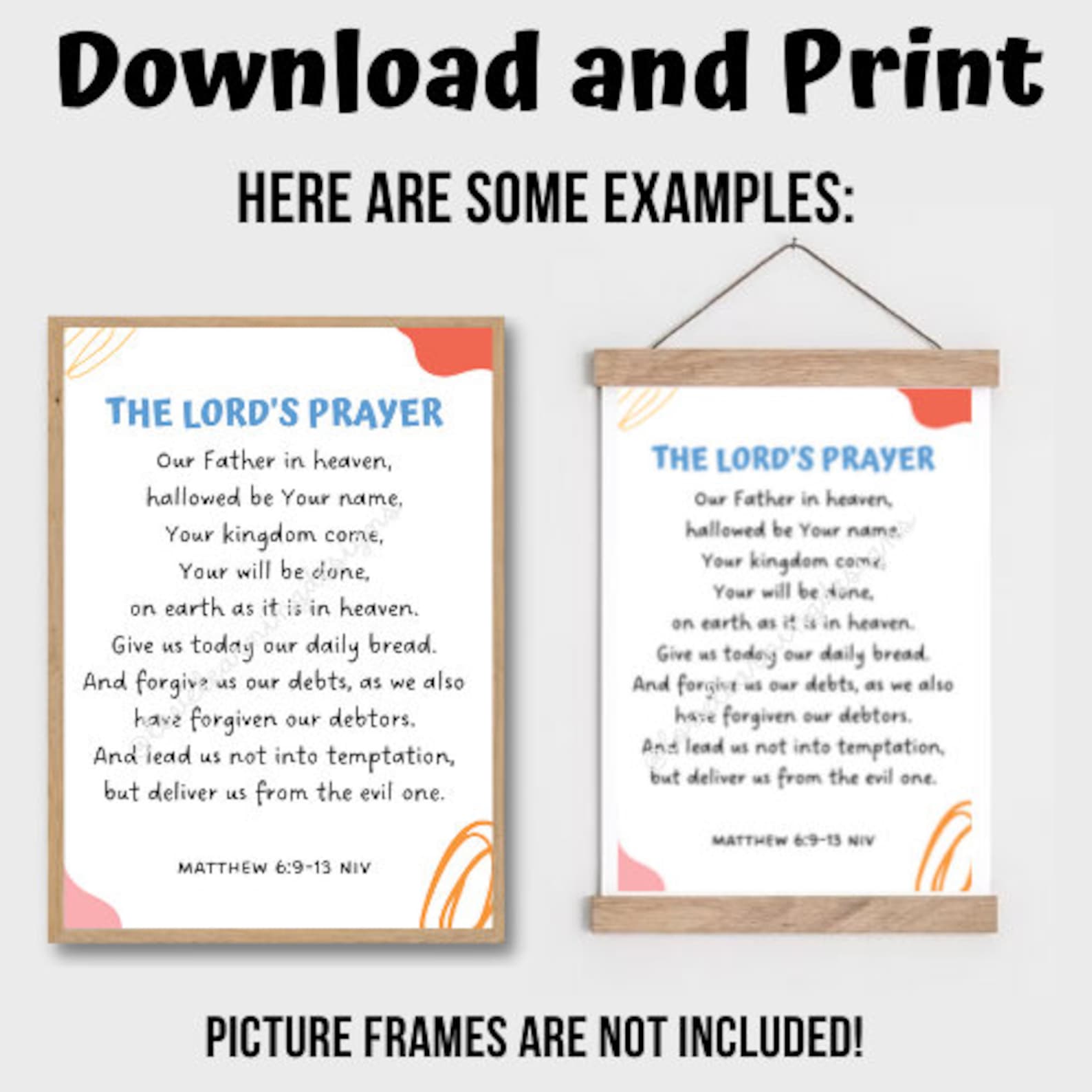 The Lord’s Prayer for Kids Wall Art Printable Sign - Church Sunday ...