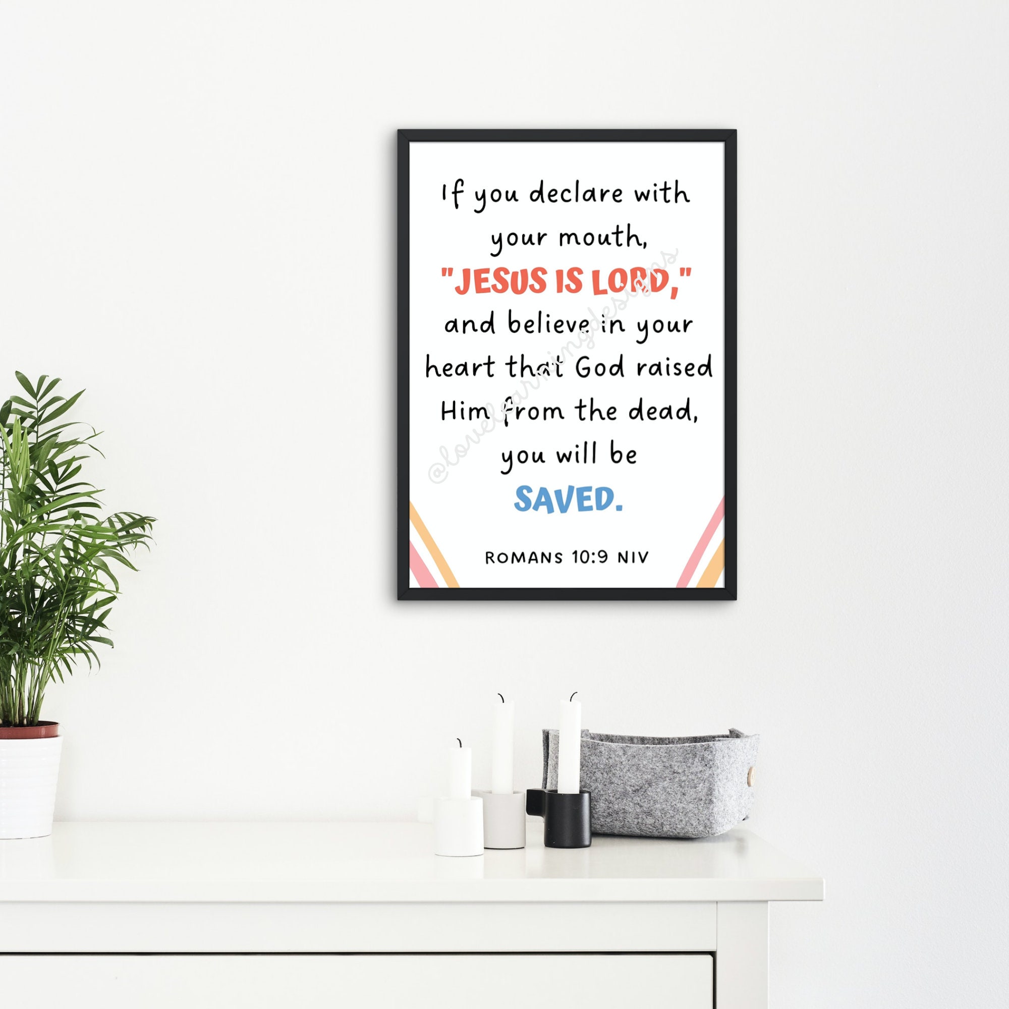Bible Verse Wall Art for Kids Romans 10:9 Scripture Wall - Etsy