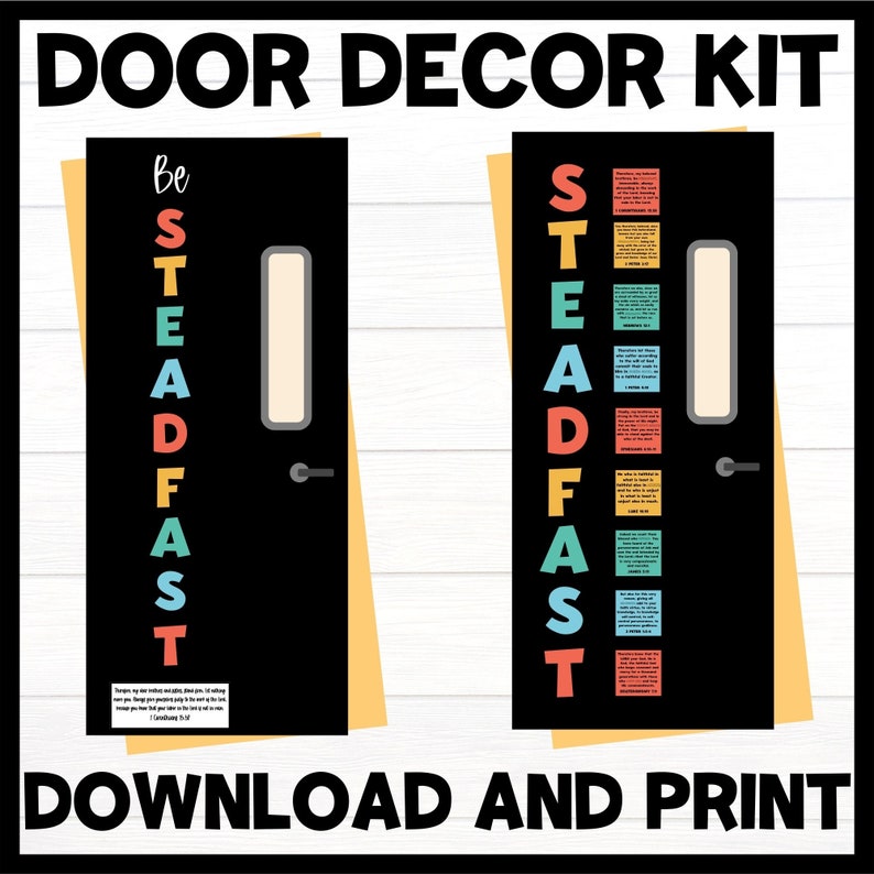 Christian Door Decor Kit Be Steadfast Bulletin Board Christian ...