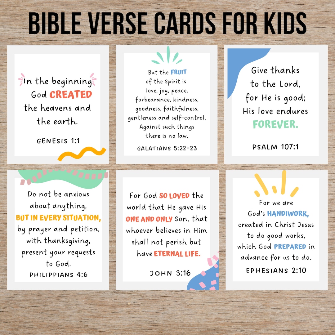 Scripture Cards for Kids Bible Verse Memory Cards for Kids Bible Notes ...
