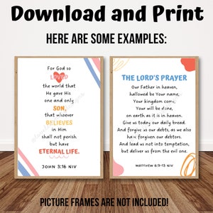 Bible Verse Wall Art Posters for Nursery, Homeschool, or Christian ...