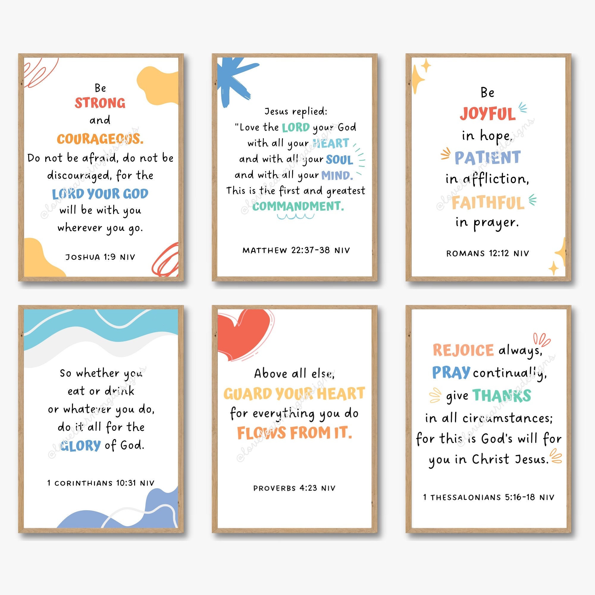 Bible Verse Wall Art Posters for Nursery, Homeschool, or Christian ...