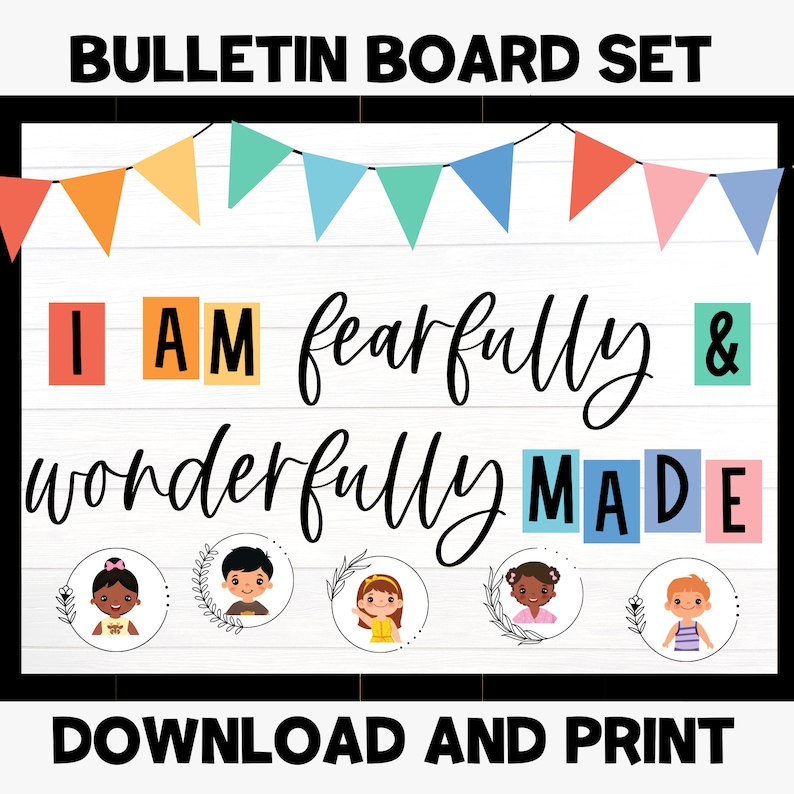 Christian Bulletin Board Kit Fearfully and Wonderfully Made - Etsy