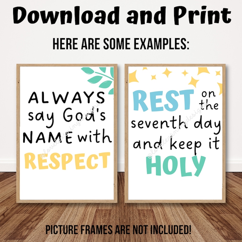 The 10 Commandments Posters God's Rules Christian - Etsy