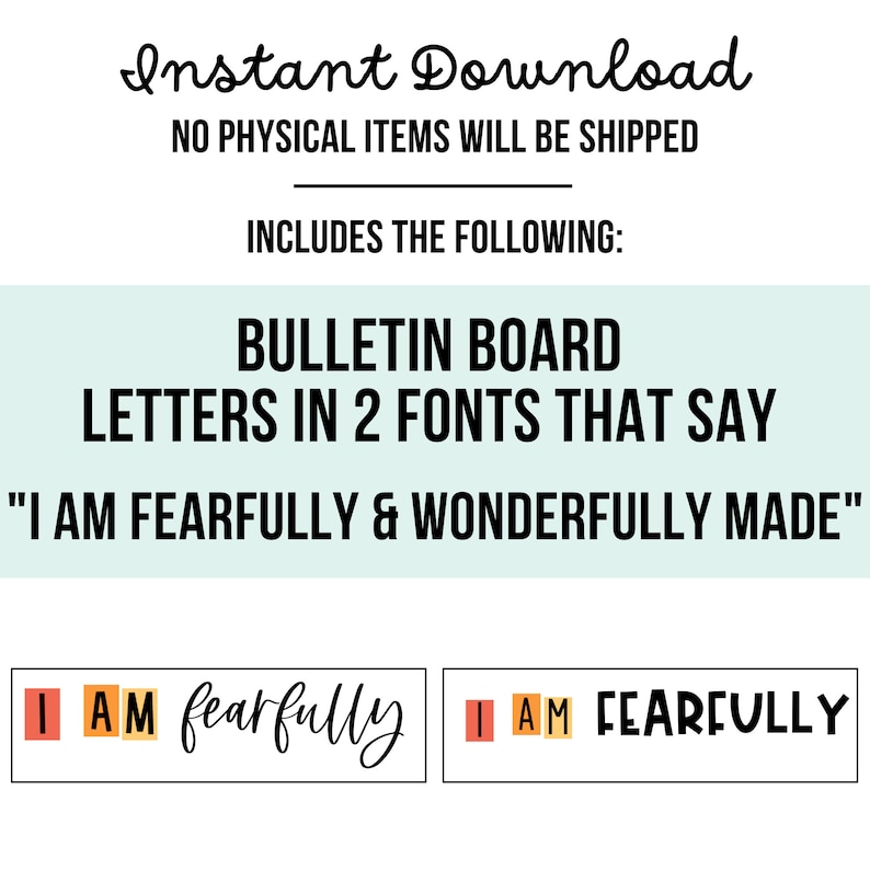 I Am Fearfully and Wonderfully Made Bulletin Board, Christian Classroom ...
