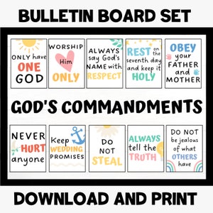 Ten Commandments Bulletin Board Kit: Christian Classroom Decor (digital ...