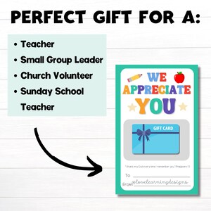 Christian Teacher Gift Card Holder, Printable Appreciation Gift ...