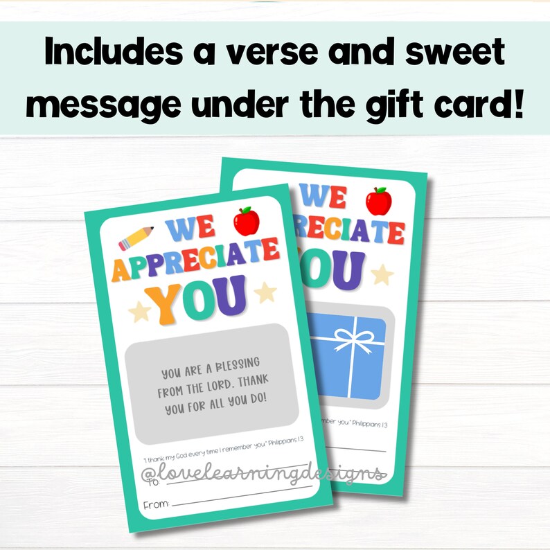 Christian Classroom Gift Card Holder, Teacher Appreciation Gift Card ...