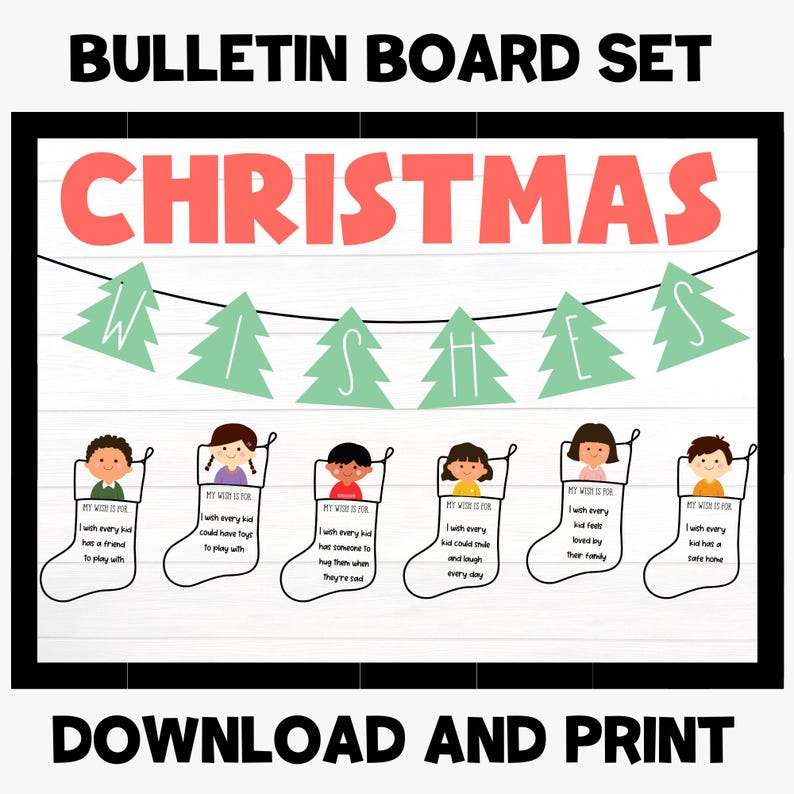 Christmas Wishes Bulletin Board Kit: Christian Classroom Decor (digital ...