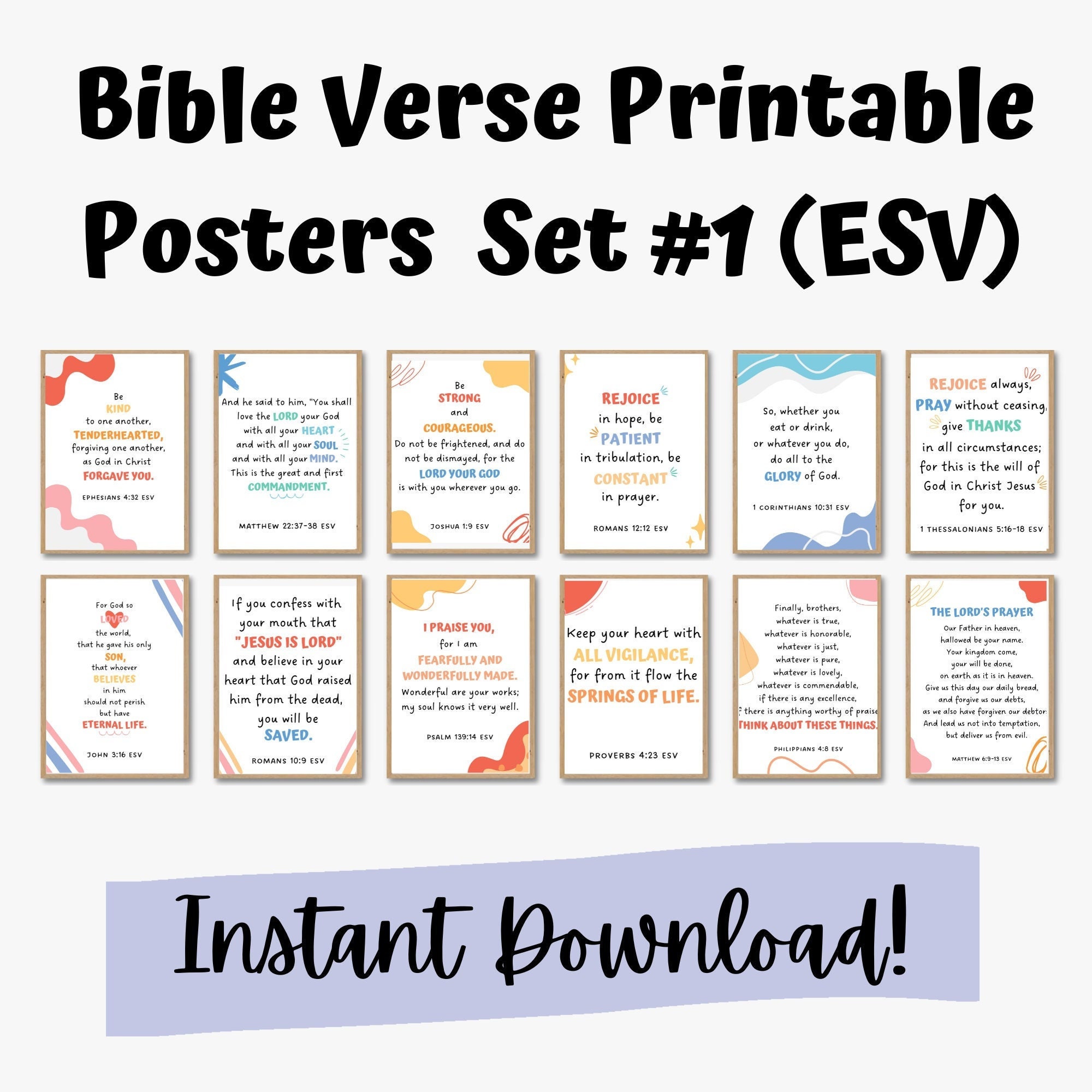 Bible Verse Wall Art Posters for Nursery Homeschool or - Etsy