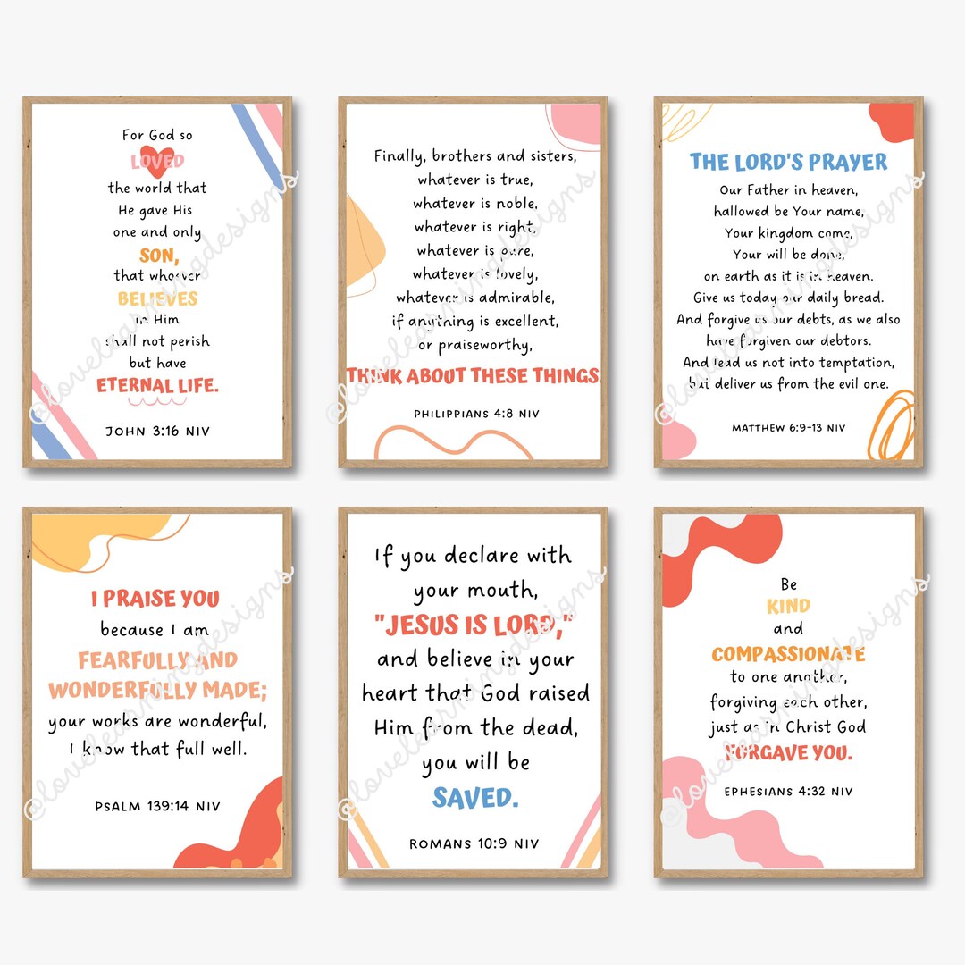 Scripture Wall Art Posters for Classroom Decor, Nursery, or Homeschool ...