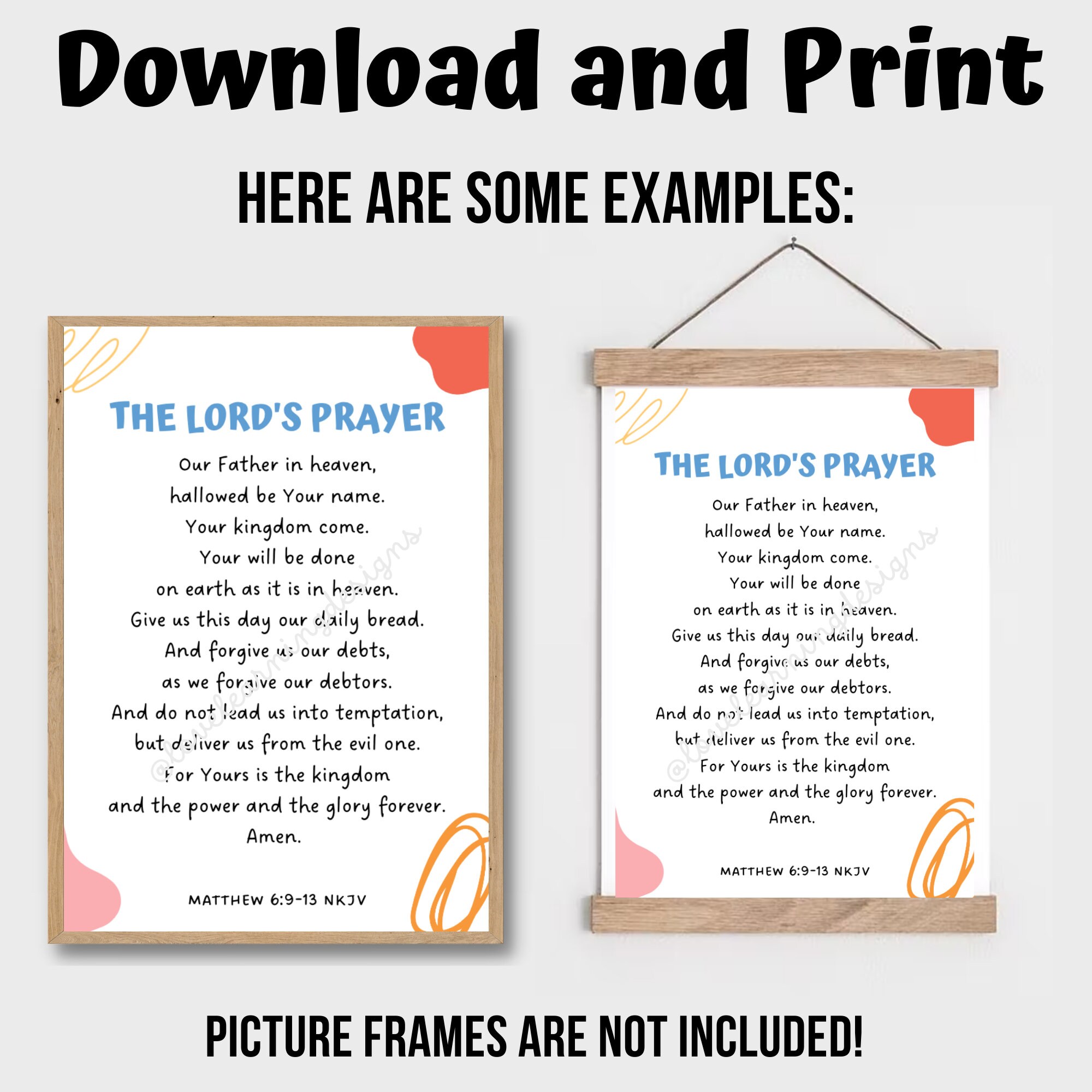 The Lord’s Prayer Printable Wall Art for Church Sunday School or ...