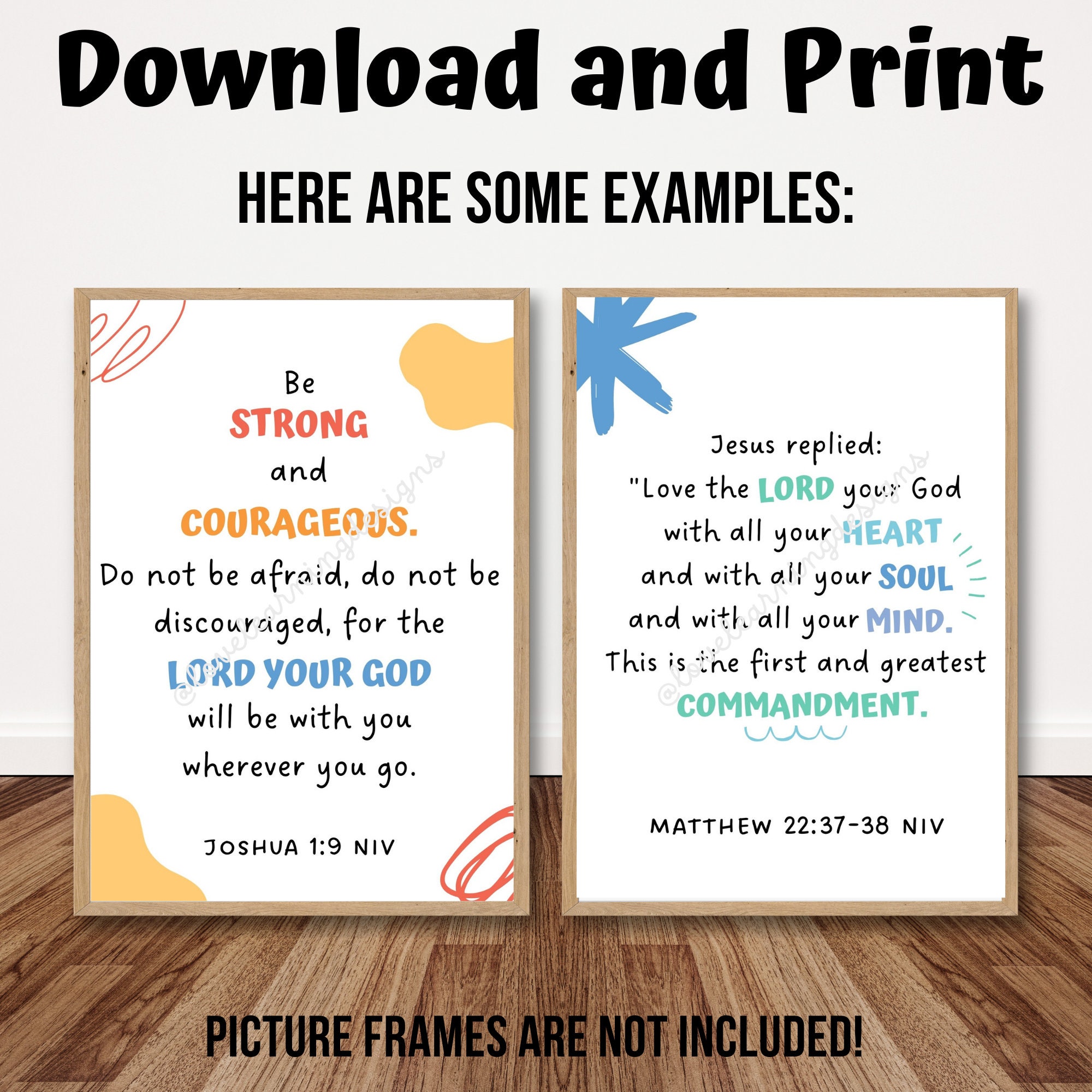 Bible Verse Wall Art Posters for Nursery, Homeschool, or Christian ...