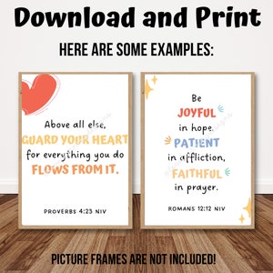 Bible Verse Wall Art Posters for Nursery, Homeschool, or Christian ...