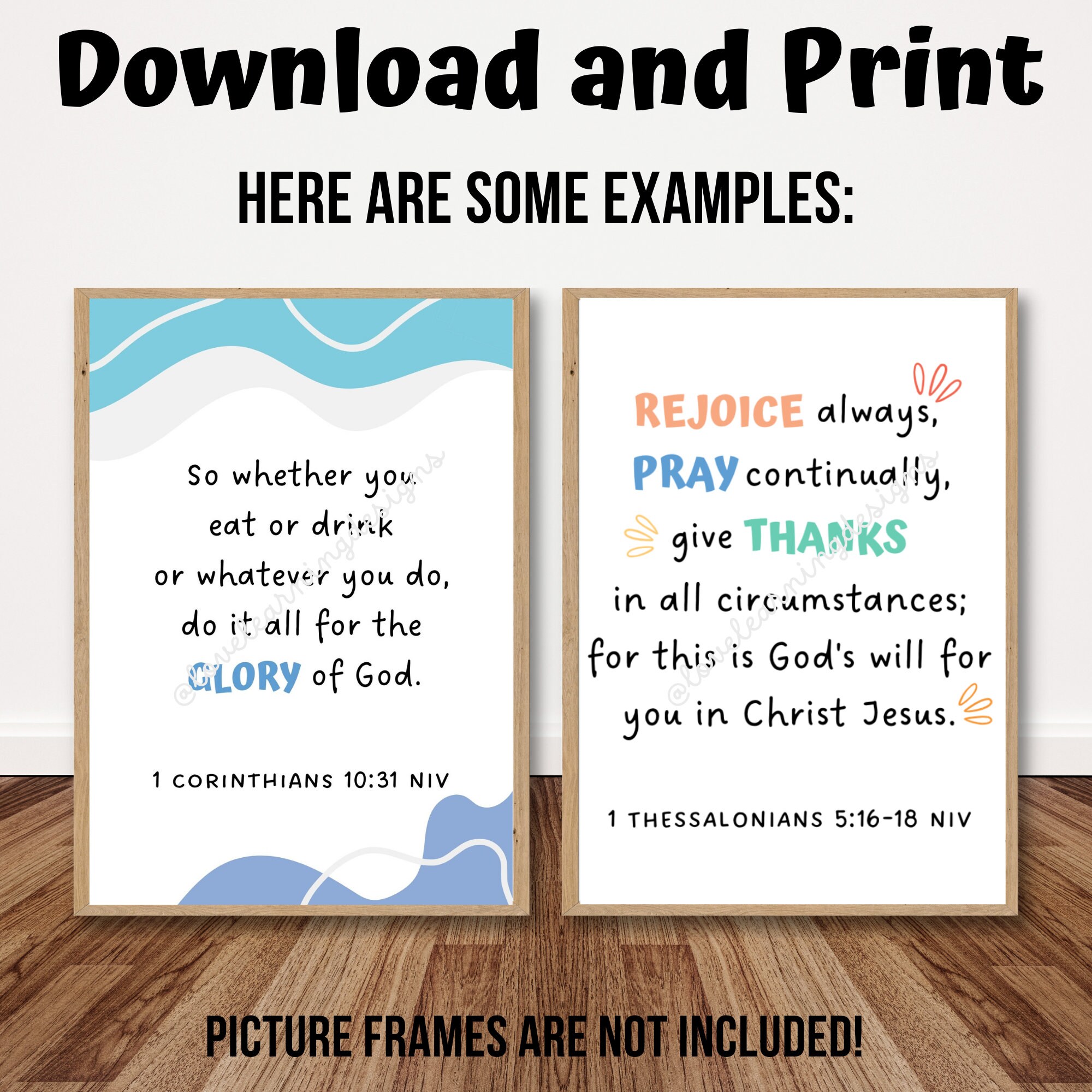 Bible Verse Wall Art Posters for Nursery, Homeschool, or Christian ...