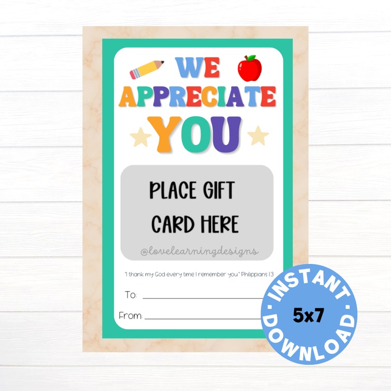 Christian Classroom Gift Card Holder, Teacher Appreciation Gift Card ...