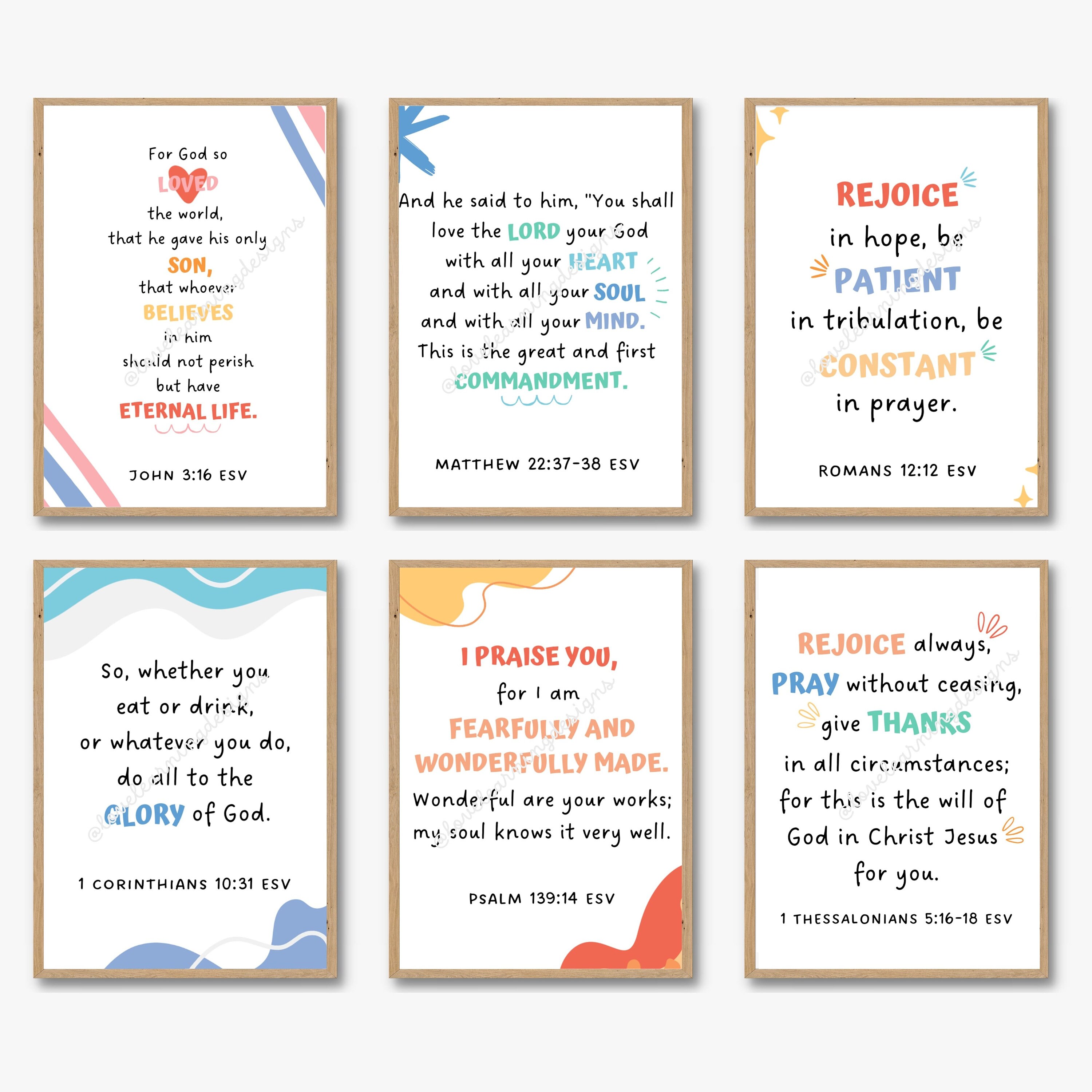 Bible Verse Wall Art Posters for Nursery Homeschool or - Etsy