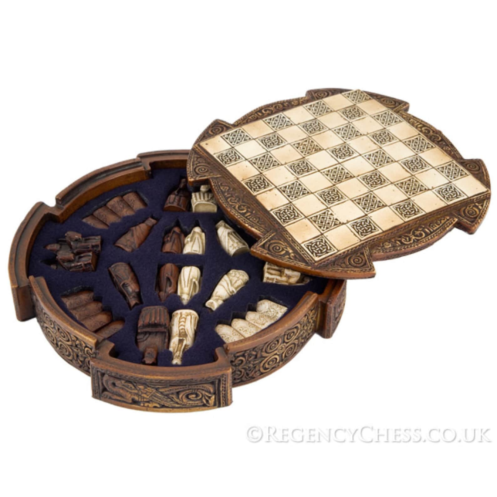 Isle of Lewis Compact Celtic Chess Set, 9 Inches, Handcrafted Crushed ...