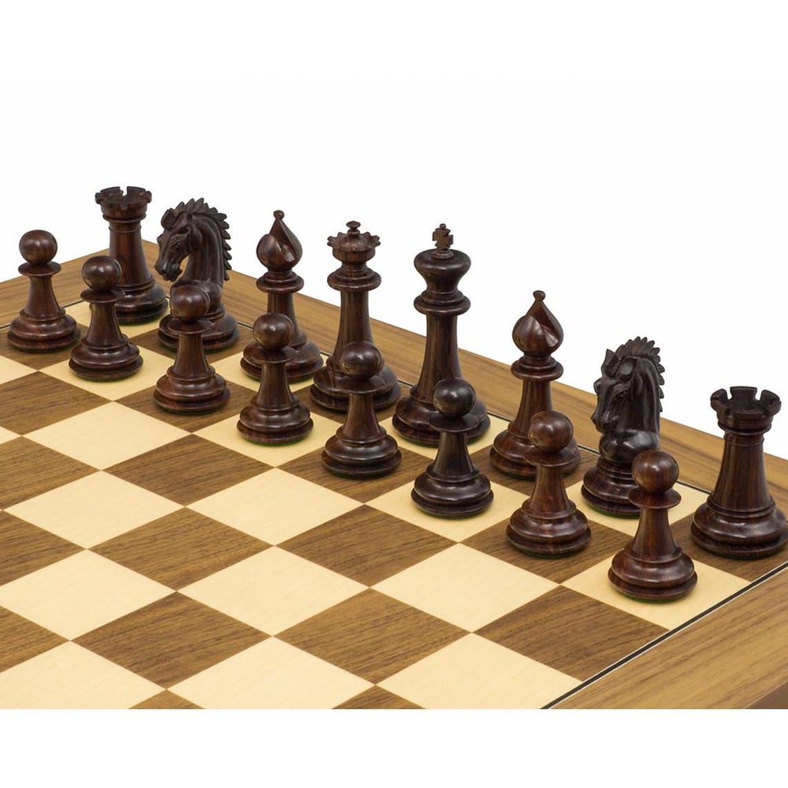 The Sheffield Knight Rosewood & Walnut Chess Set - Etsy