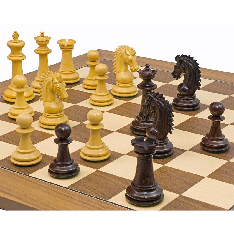 The Sheffield Knight Rosewood & Walnut Chess Set - Etsy