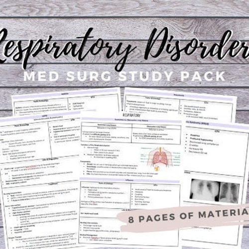 Respiratory Disorders Study Guide Nursing Student Study - Etsy