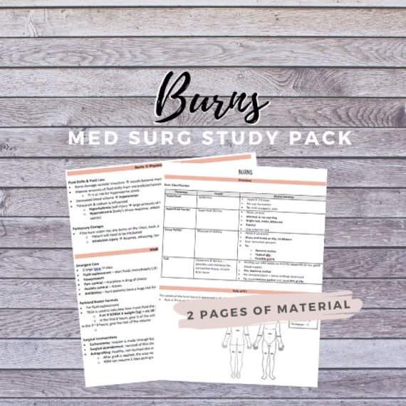 Burns Nursing Study Guide Med Surg Fundamentals Nursing | Etsy