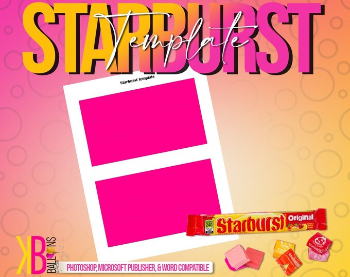 Instant Download Starburst Template - Party Favors- Treats- Kids ...