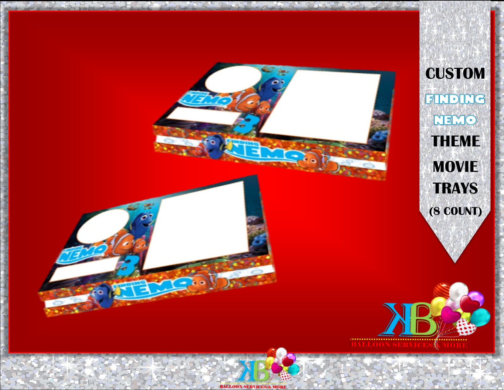 Custom Finding Nemo Theme Movie Trays (quantity of 12) - Party Favors ...