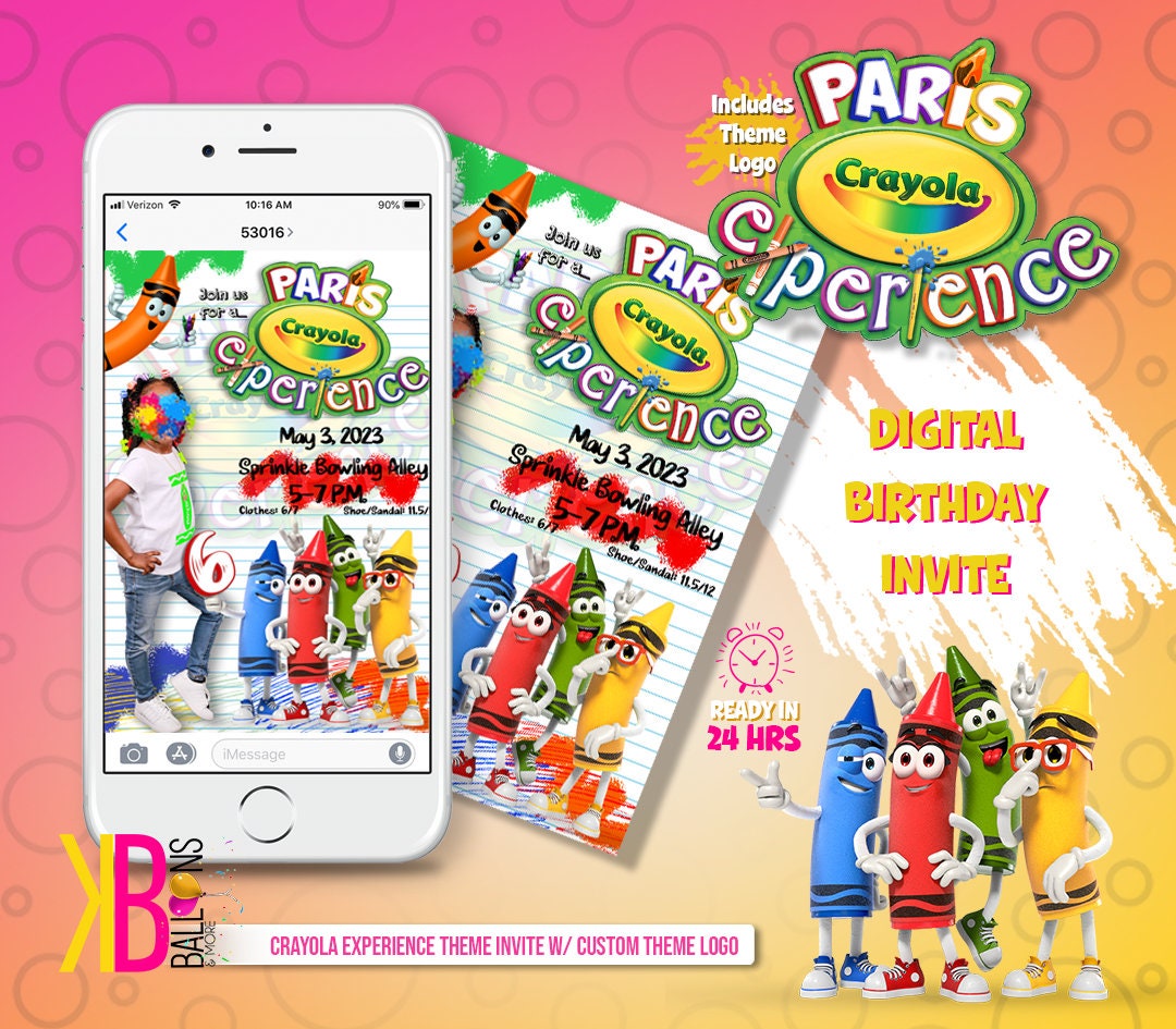 Crayola Experience Digital Invitation for Birthday Party, Crayola ...