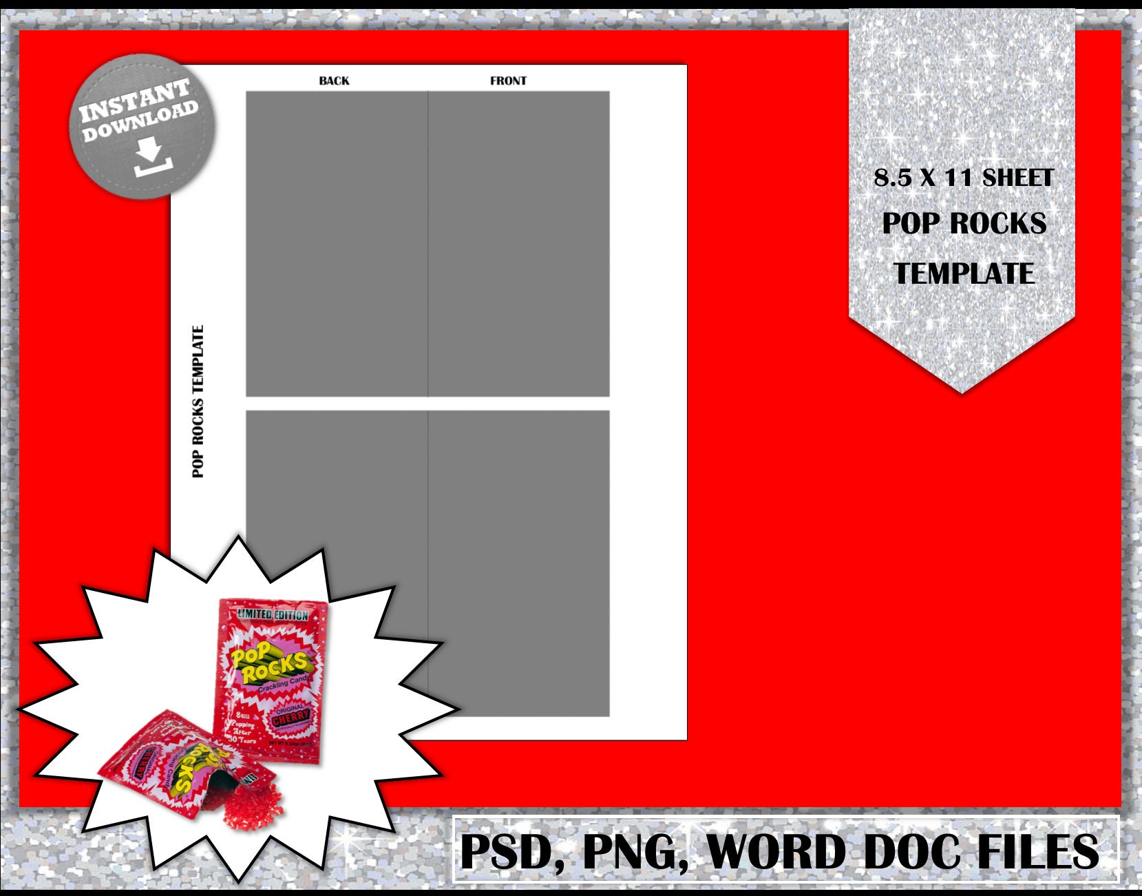 Instant Download Pop Rocks Template Party Favors Treats | Etsy