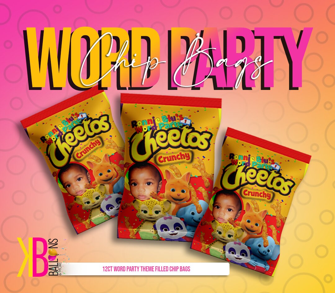 Custom Word Party Theme Chip Bags( 12 Count) - Party Favors- Treats ...