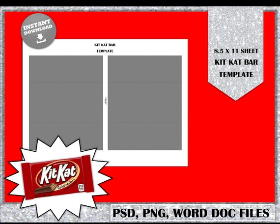 Instant Download Kit Kat Bar Template Party Favors Treats | Etsy
