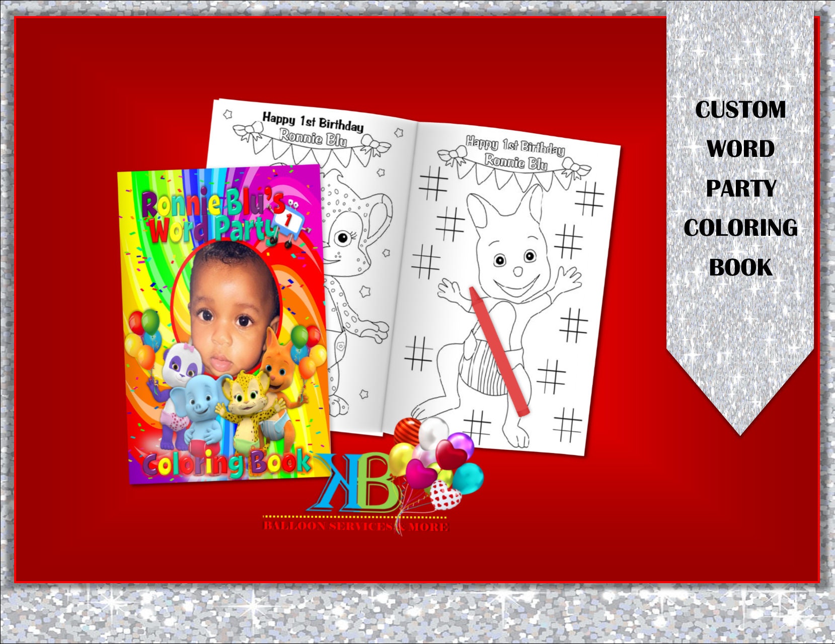 Custom Word Party Theme coloring books 12 books Party | Etsy