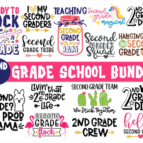 Second Grade Svg Bundle 2nd Grade Teacher Svg Boy Girl - Etsy