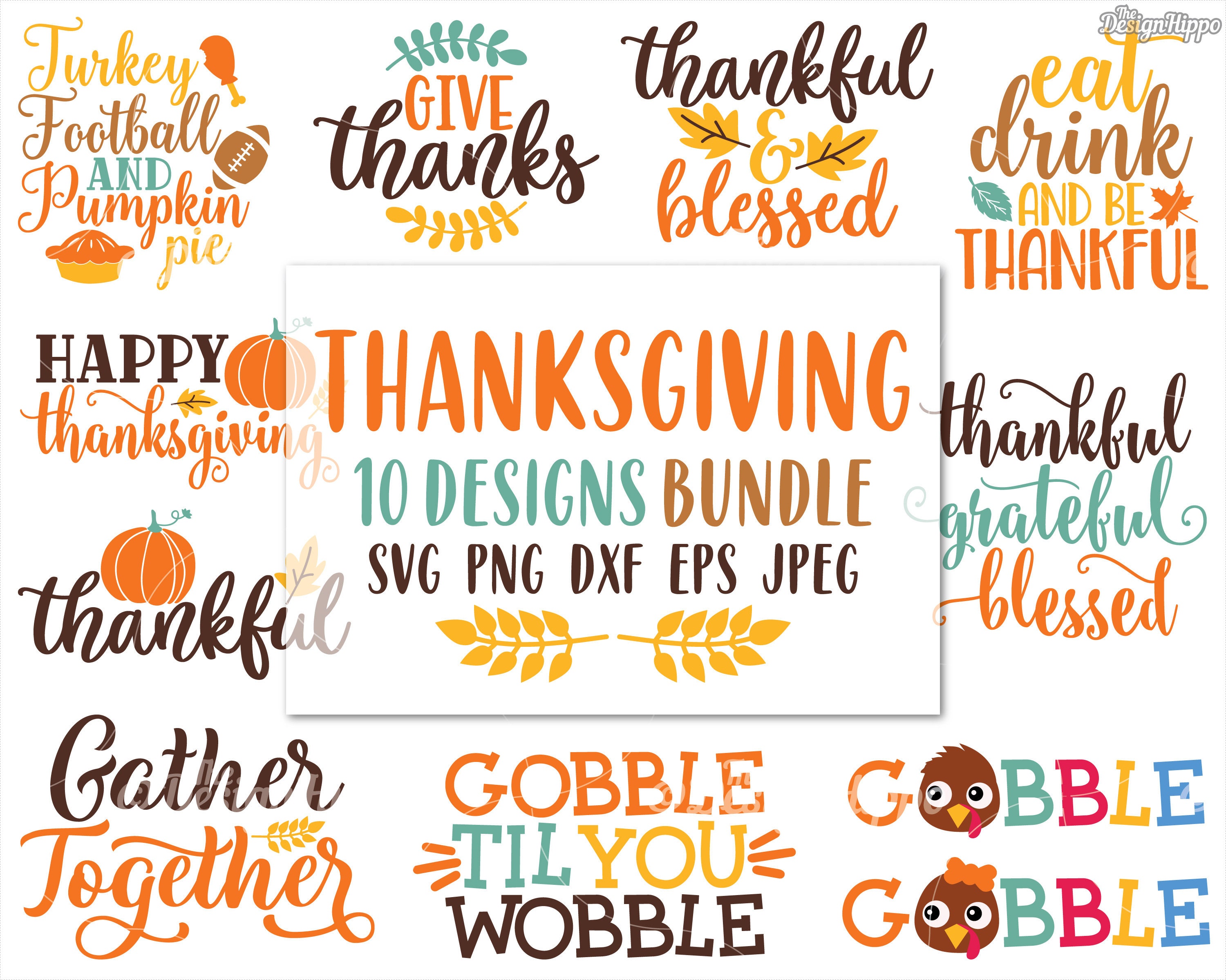 Thanksgiving svg bundle Gobble gobble svg Thankful svg | Etsy
