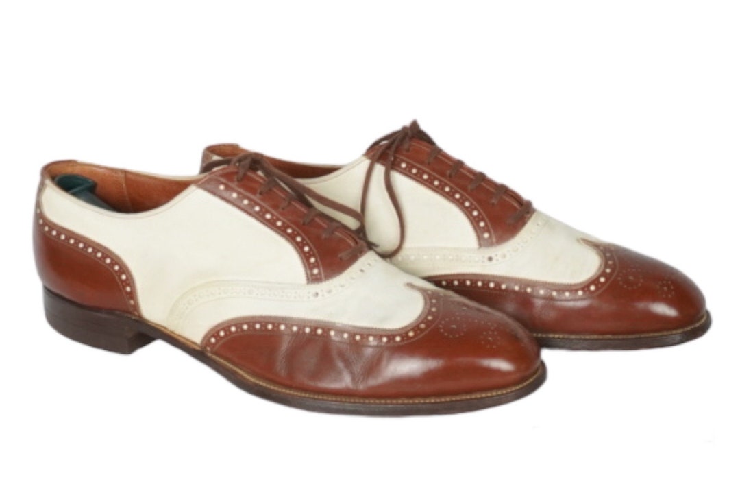 40s 50s Brown White Wingtips Vintage Leather Suede Two Tone Spectators ...