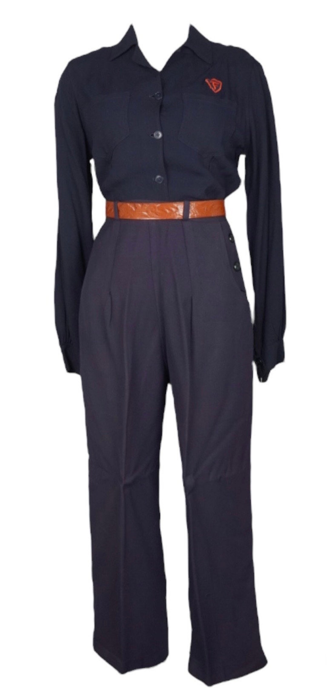 30s Ladies Navy Firestone Uniform - Rare Womens 40s Mechanics Pant Suit ...