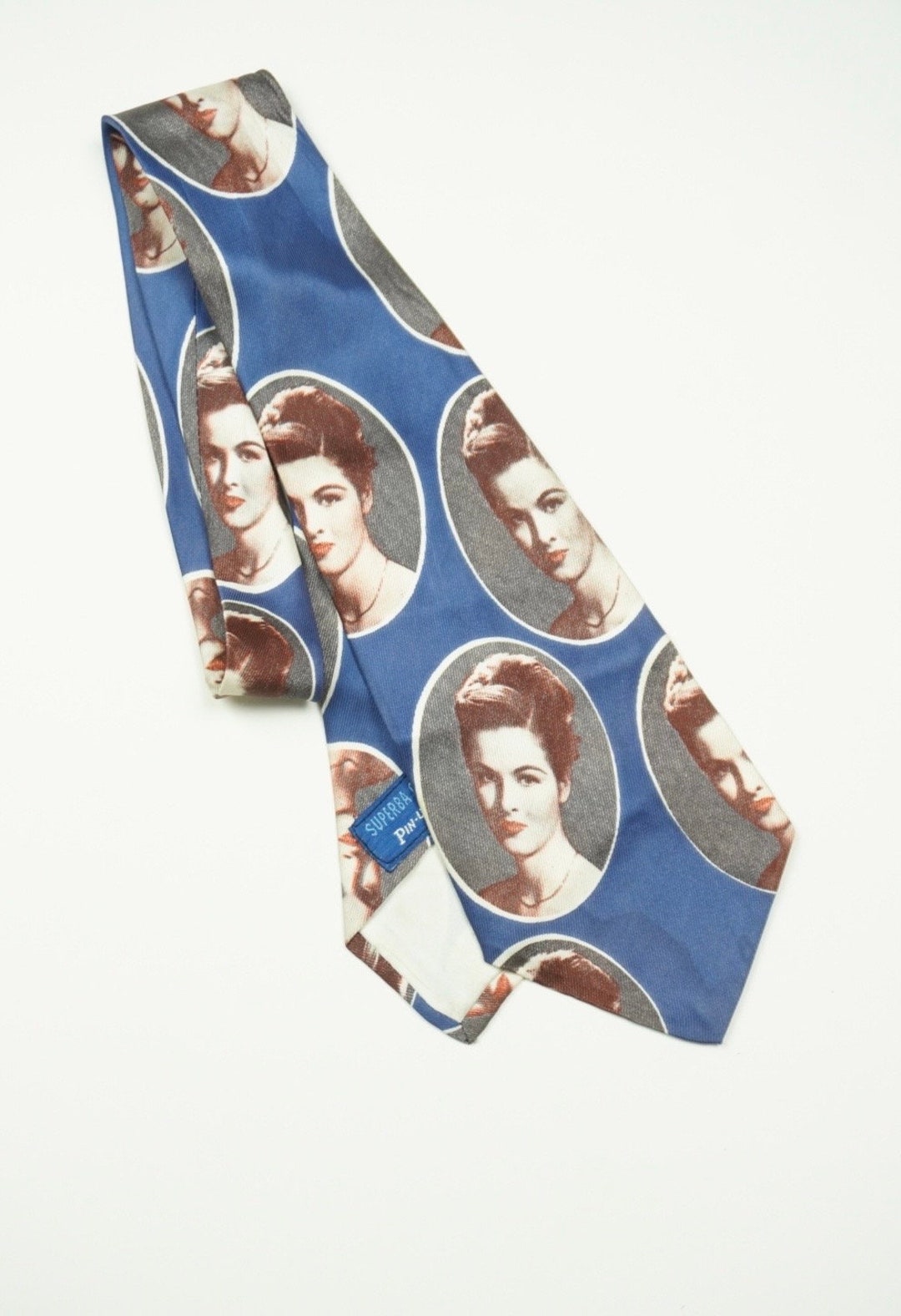 40s 50s Blue Printed Girl Tie - Vintage Pin up Girlie Necktie - Etsy