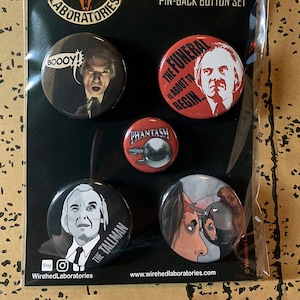 PHANTASM Horror Movie Button Pin Set! Featuring the Tall Man! Four 1.5 ...