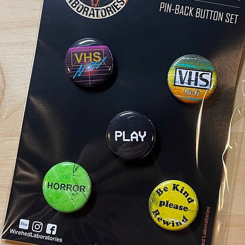 VHS Button Set Retro 80s Horror 1 Pin Gift Pack | Etsy
