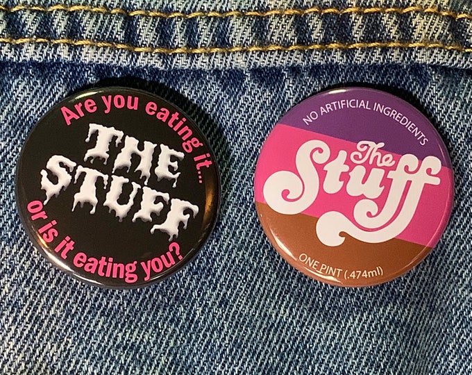 The Stuff Horror Movie Logo Buttons. 1.5 80s Retro Cult Film Classic ...