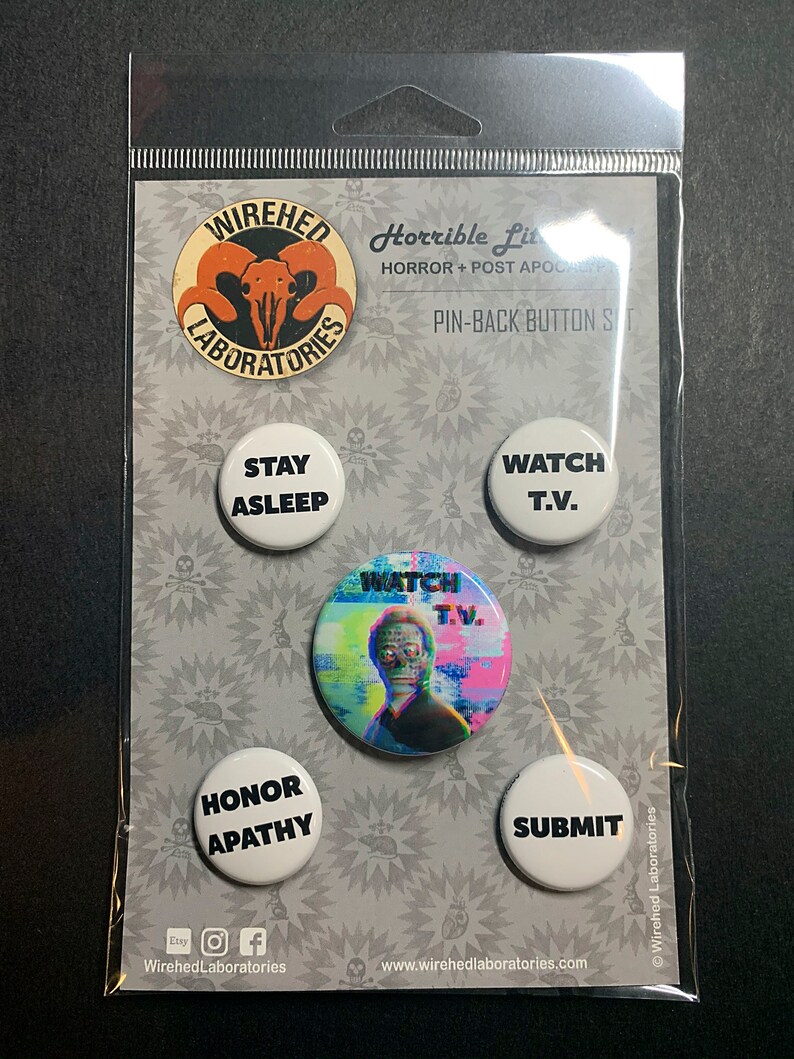 THEY LIVE 1" Button Set. Five Pins Inspired by the Movie: Watch T.V ...