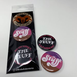 The Stuff Horror Movie Logo Buttons. 1.5" 80s Retro Cult Film Classic ...
