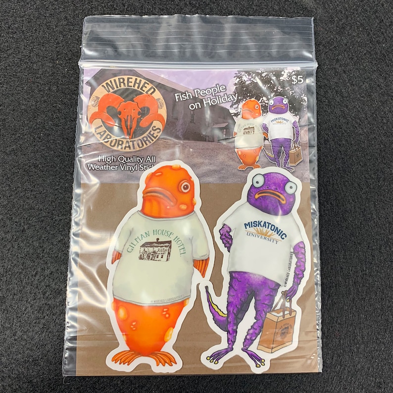 Deep Ones on Holiday Vinyl Stickers! Weird, Lovecraftian Fish People ...